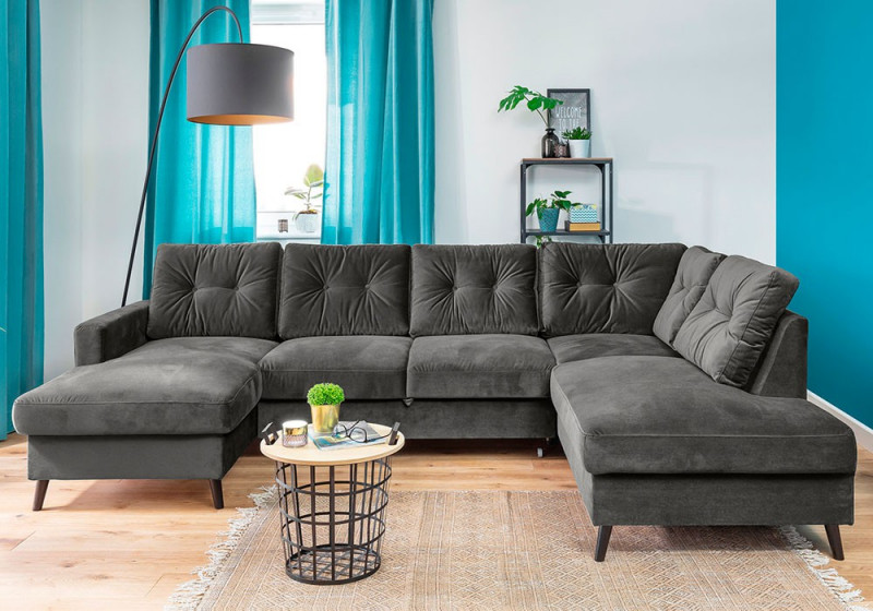 Friendly Lars Corner Sofa Bed U Shape Velvet