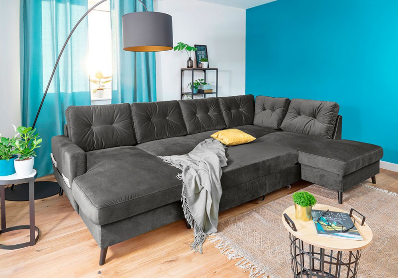 Friendly Lars Corner Sofa Bed U Shape Velvet