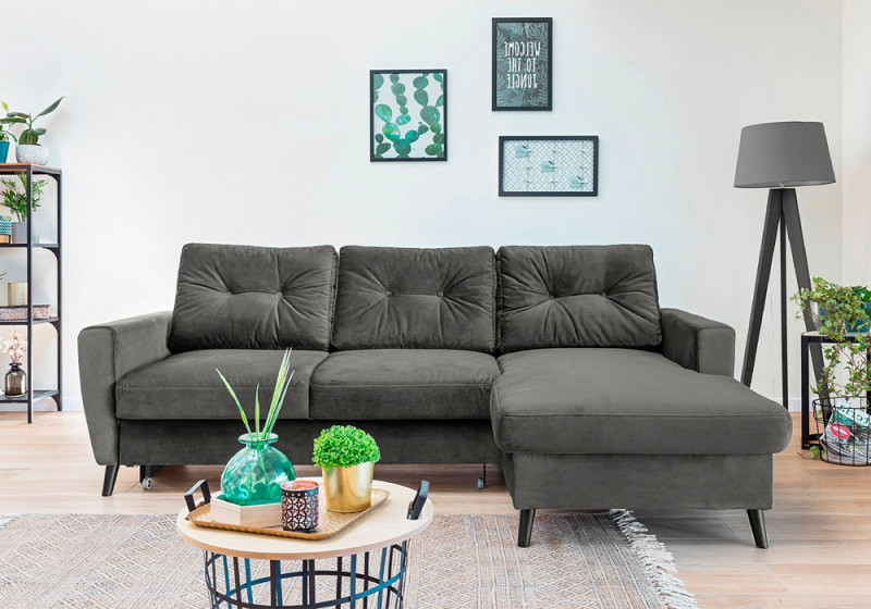 Friendly Lars Corner Sofa Bed Velvet